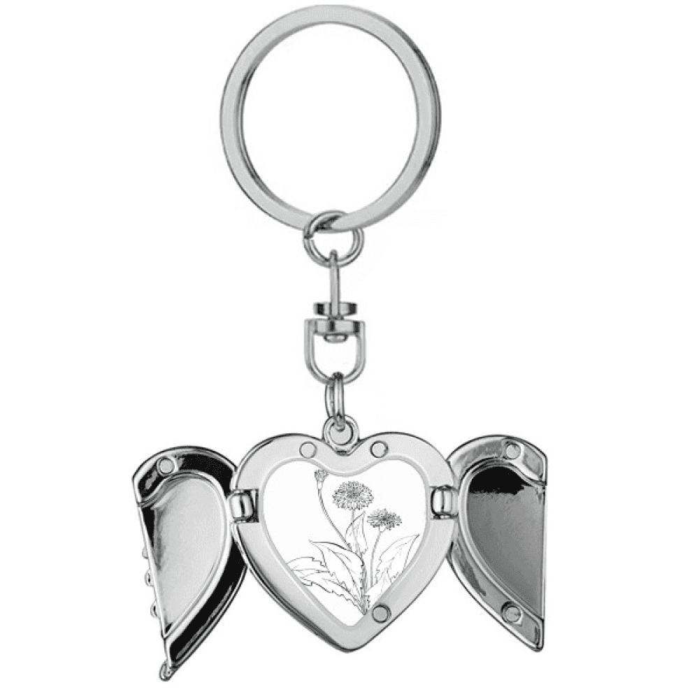 Black White Dandelion Flowers Heart Angel Wing Key Chain Holder ...