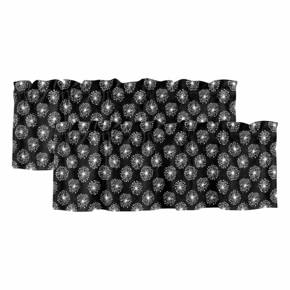 Black White Dandelion Valances for Windows, Farmhouse Botanical Blossom ...