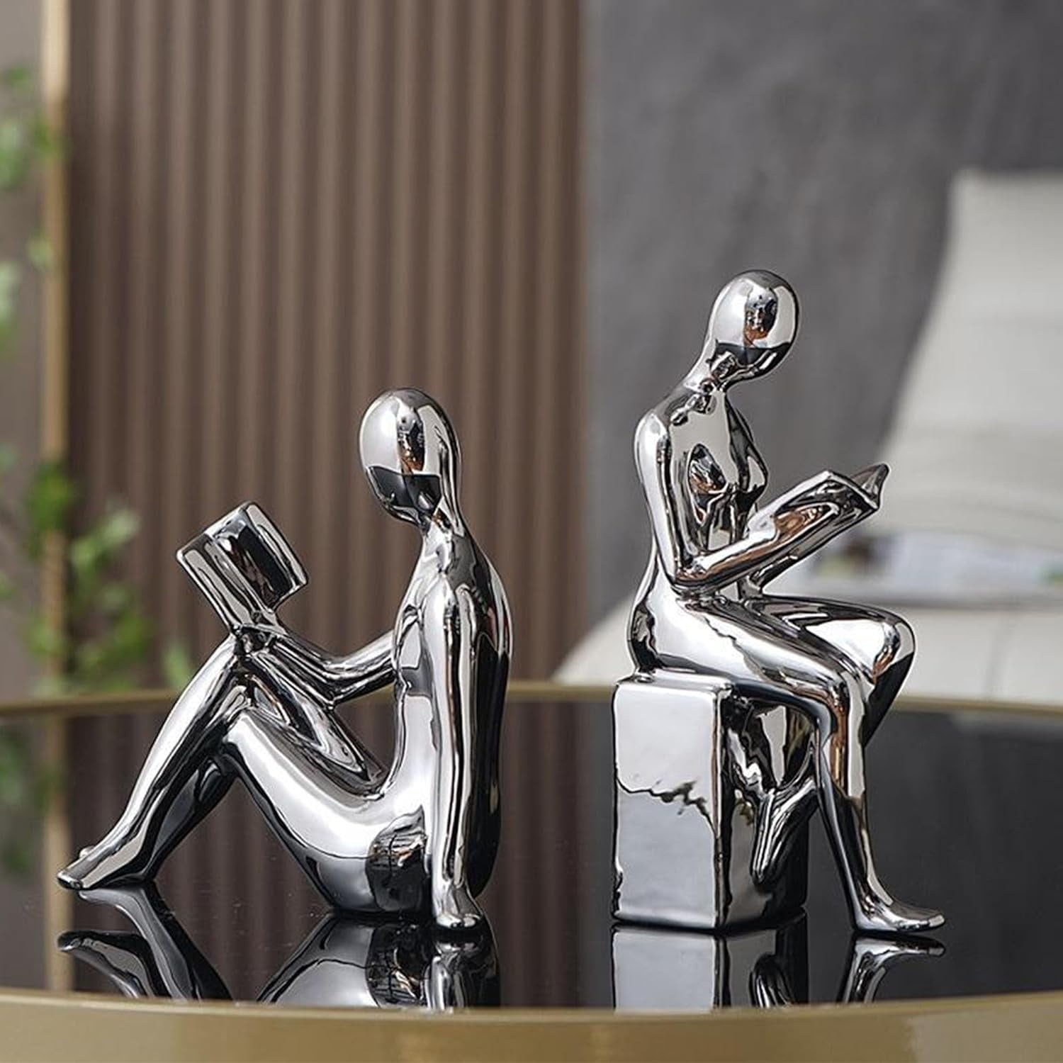 Black White Decorative Reading Bookends for Shelves Ceramic Home Decor ...