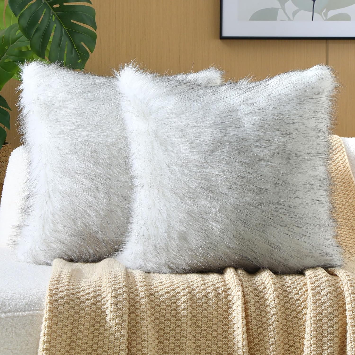 Black White Decorative Throw Pillow Covers 20x20 Inch Set of 2,Soft ...
