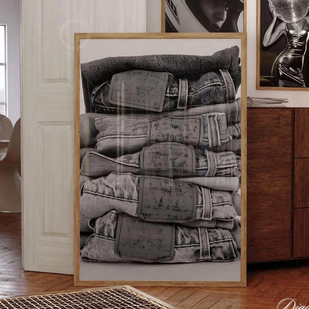 Black White Denim Jeans Vogue Inspired Fashion Poster, Stretched Canvas ...