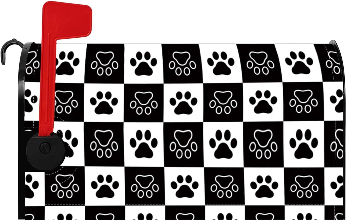 Black and White Dogs Cats Footprint Mailbox Covers Animals Footprint ...