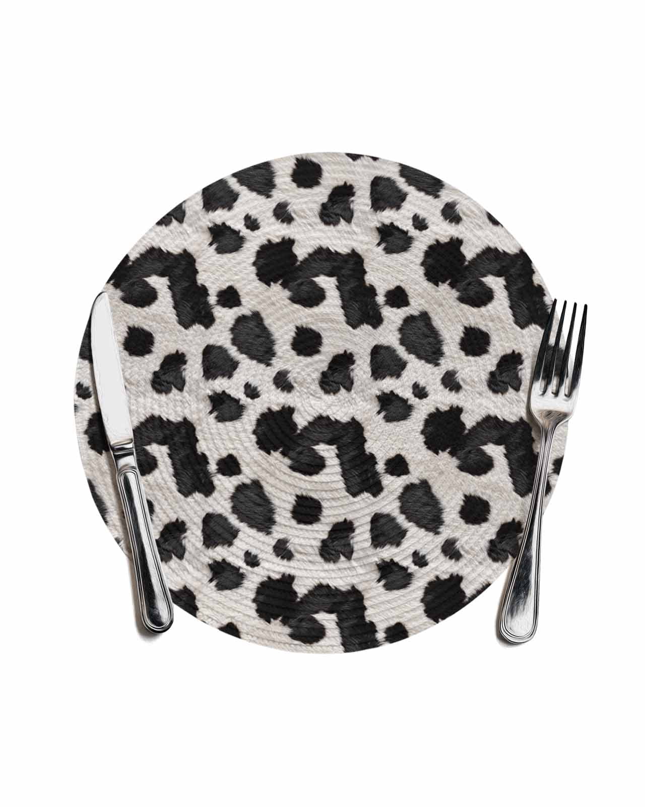 Black White Dots Round Placemats for Dinning Tables,Heat-proof Braided ...