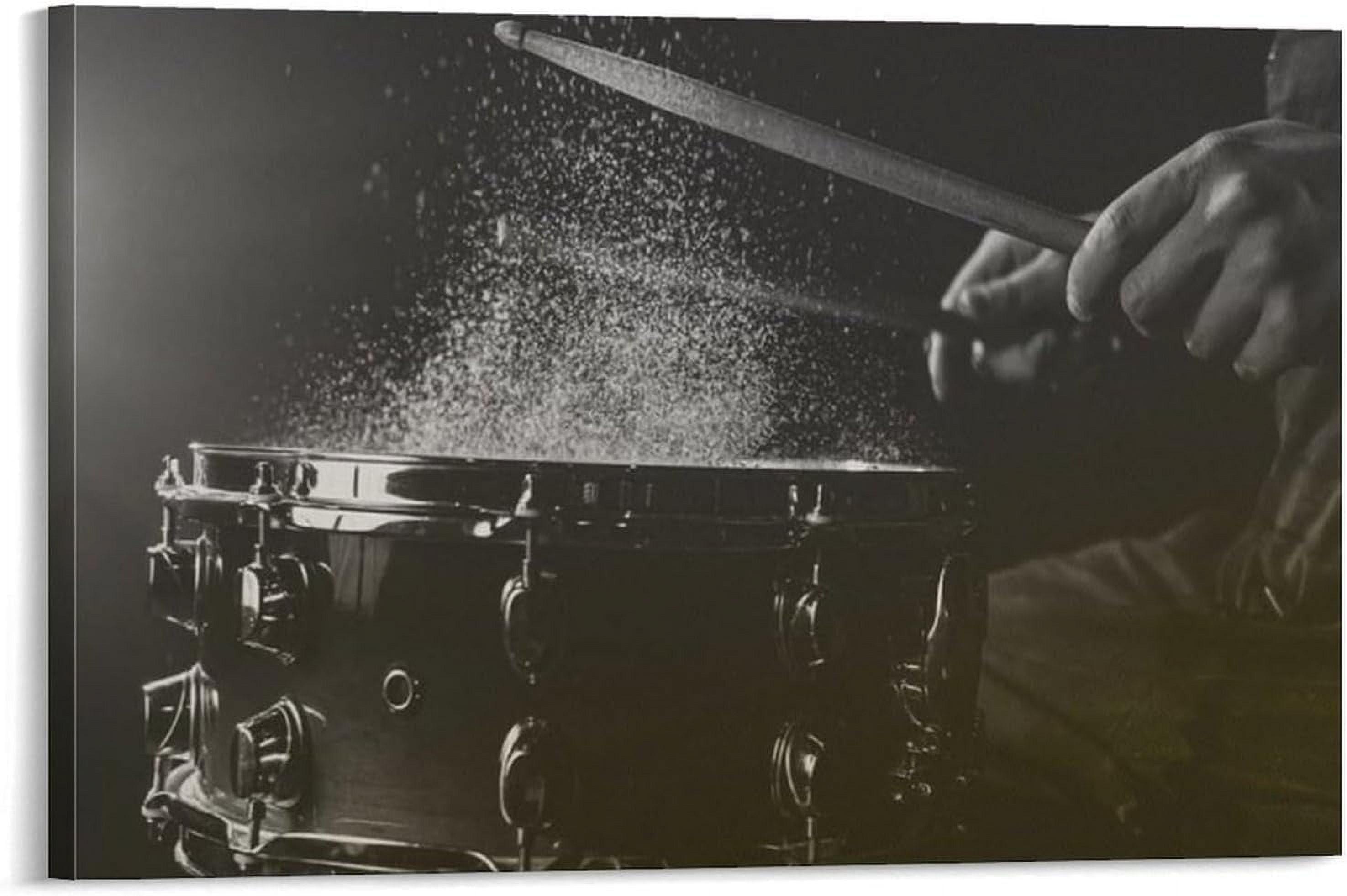 Black And White Drum Canvas Or Poster Print Music Studio Wall Art Decor ...