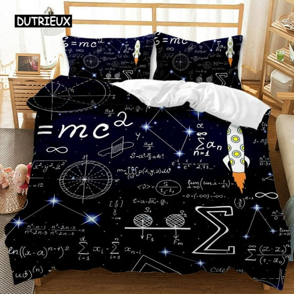 Black White Duvet Cover Mathematical Calculation Formula Bedding Set ...