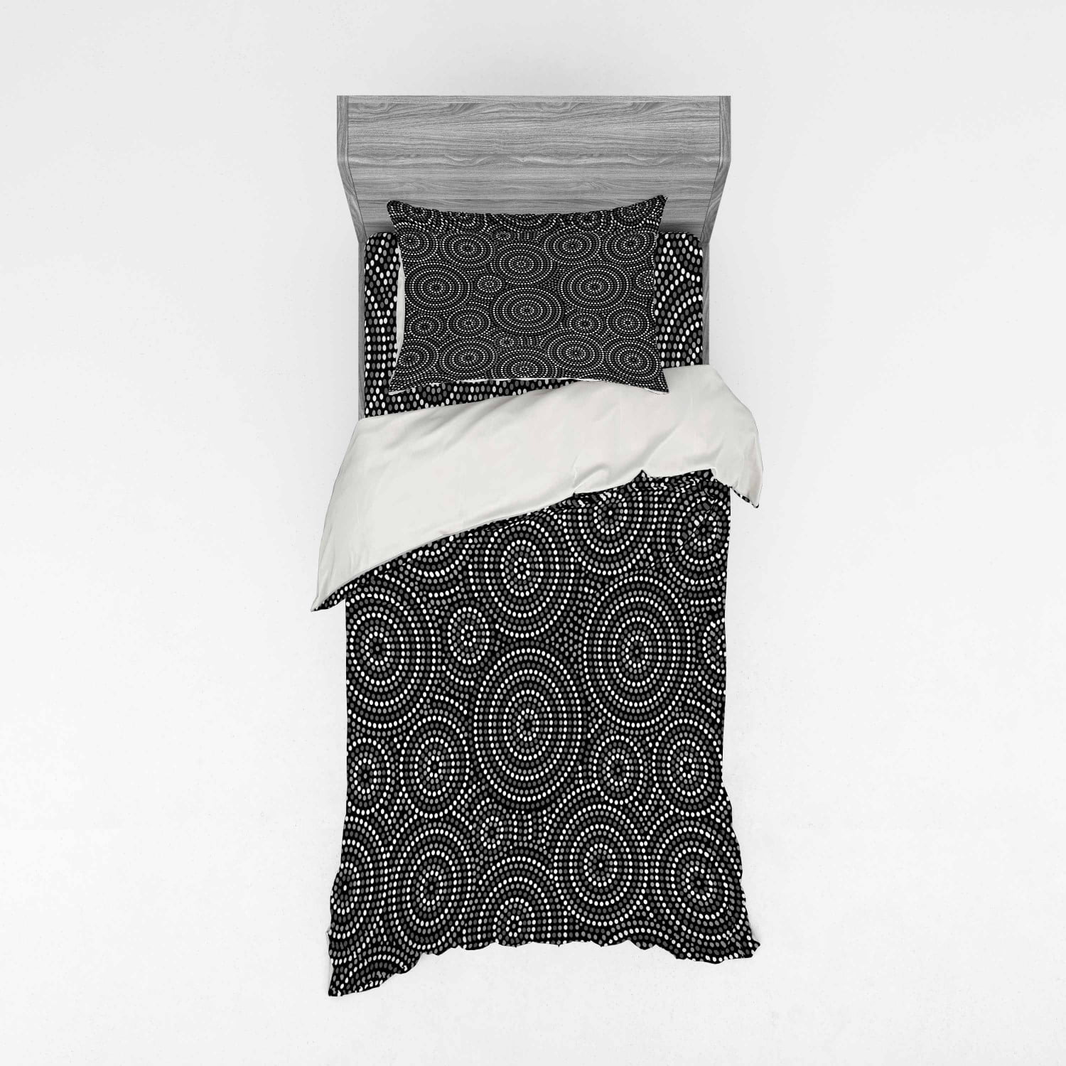 Black and White Duvet Cover Set, Concentric Dotted Circles Inspired ...