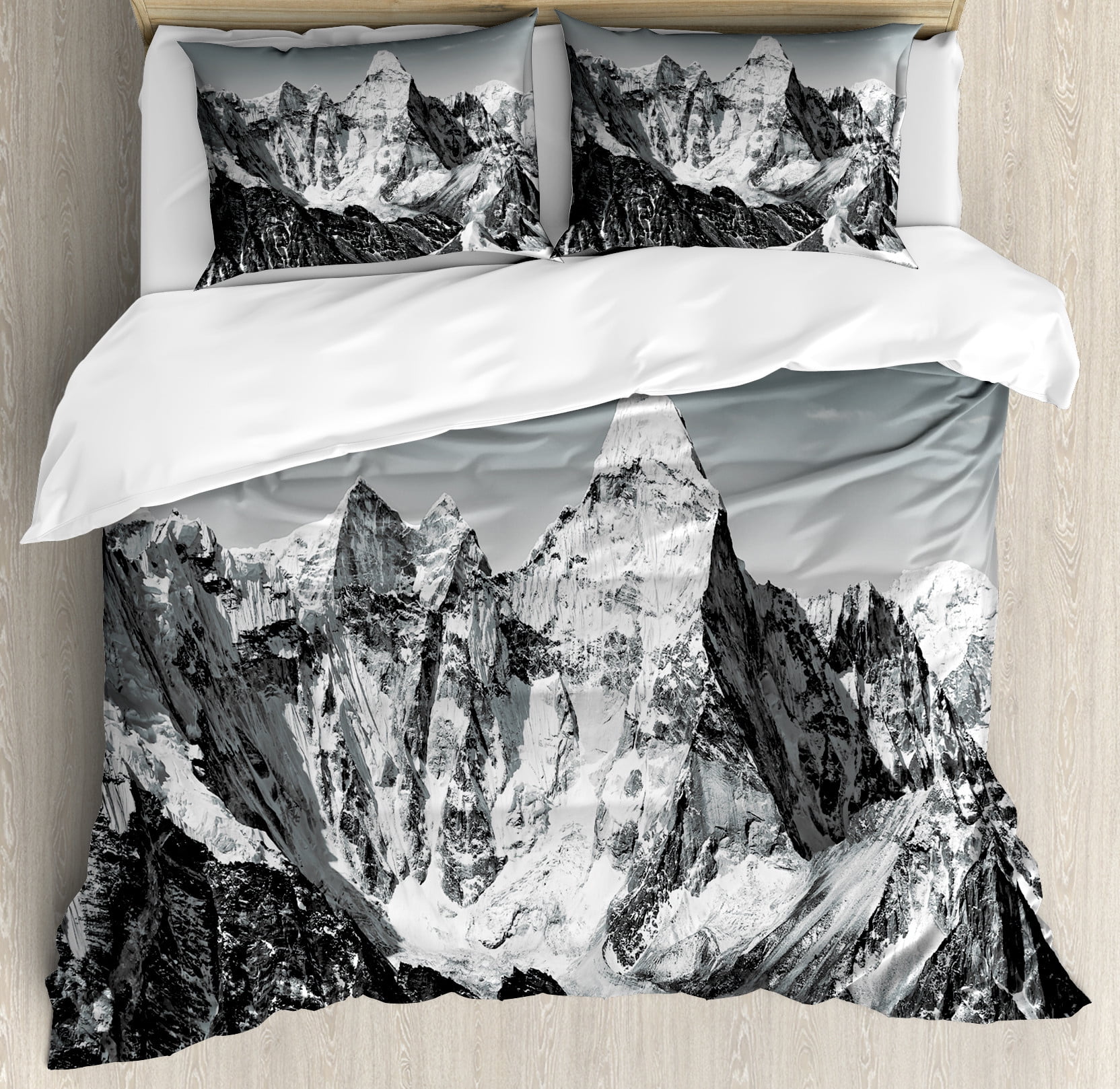 Black and White Duvet Cover Set, Dramatic View of the Mountains ...