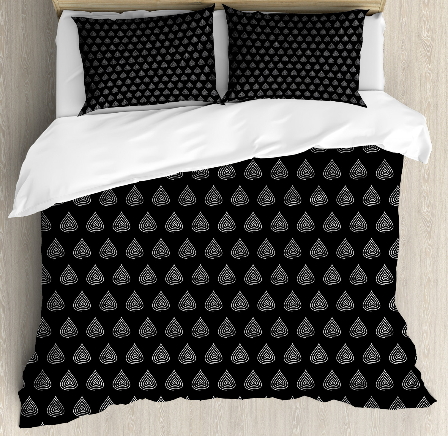 Black and White Duvet Cover Set King Size, Scrolled Style Abstract ...