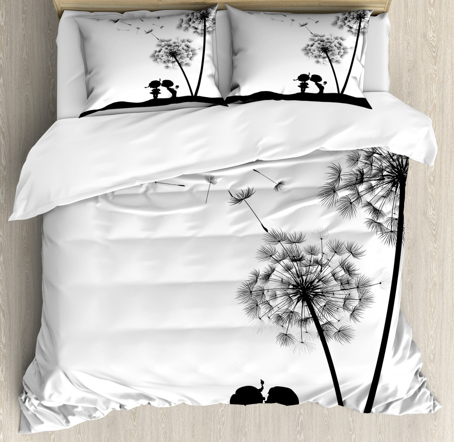 Black and White Duvet Cover Set Queen Size, Little Boy and Girl ...