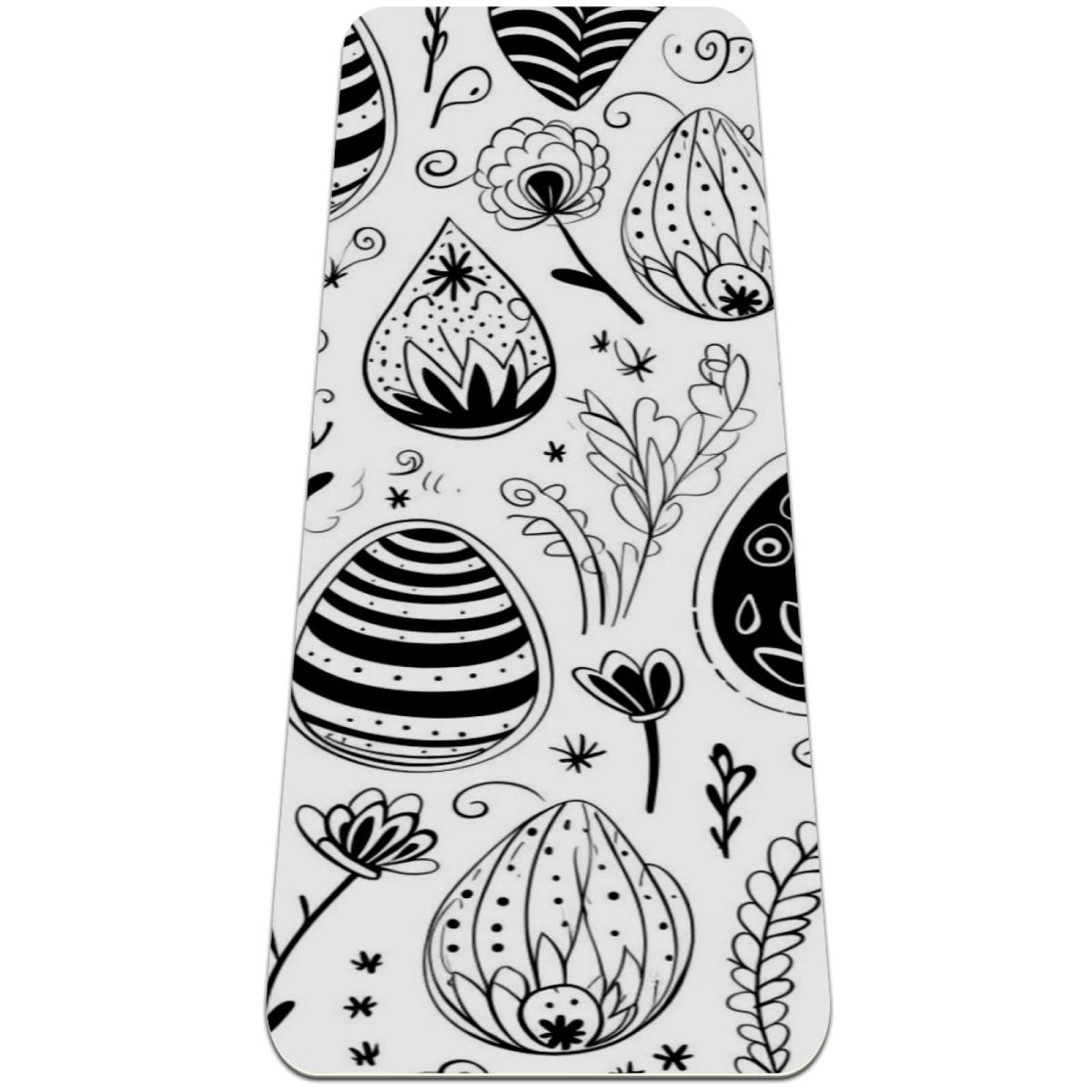 Black and White Easter TPE Yoga Mat - Premium Exercise Mat for Yoga ...