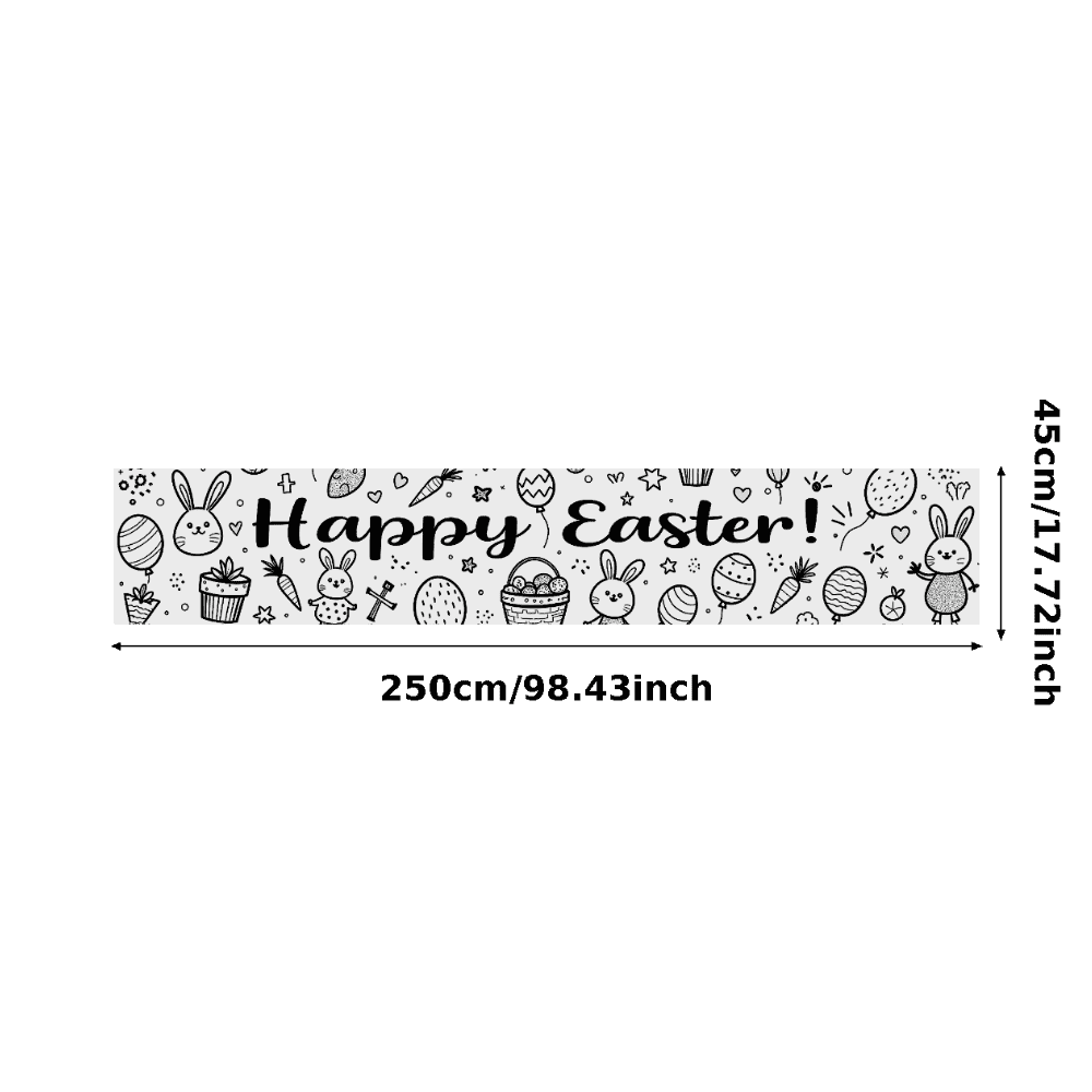 Black White Easter Themed Banner with Bunny Egg Carrot Elements Happy ...