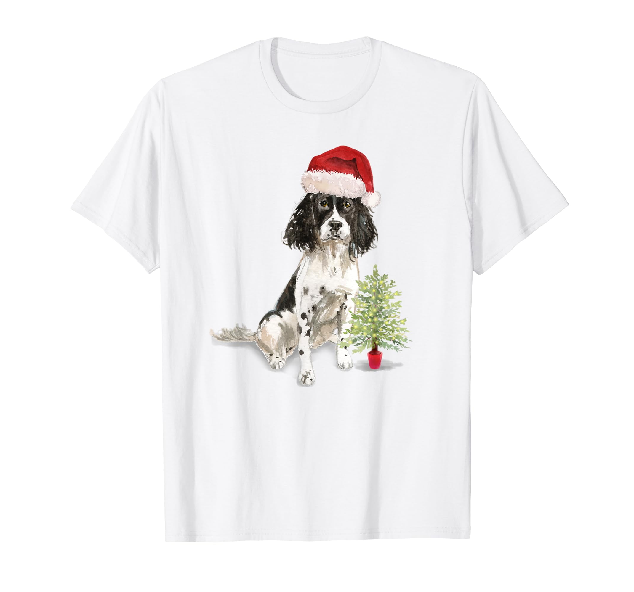 Black White English Springer Spaniel Puppy Secret Santa Hat T-Shirt ...