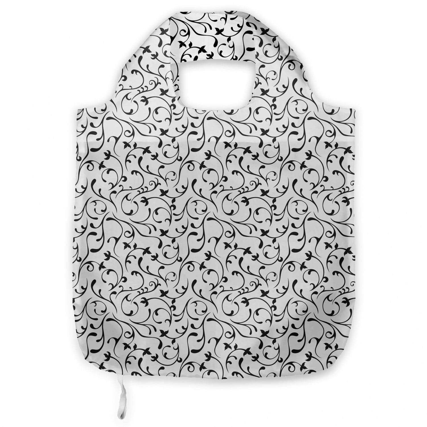 Black and White Fabric Shopping Tote, Spring Themed Garden Pattern ...