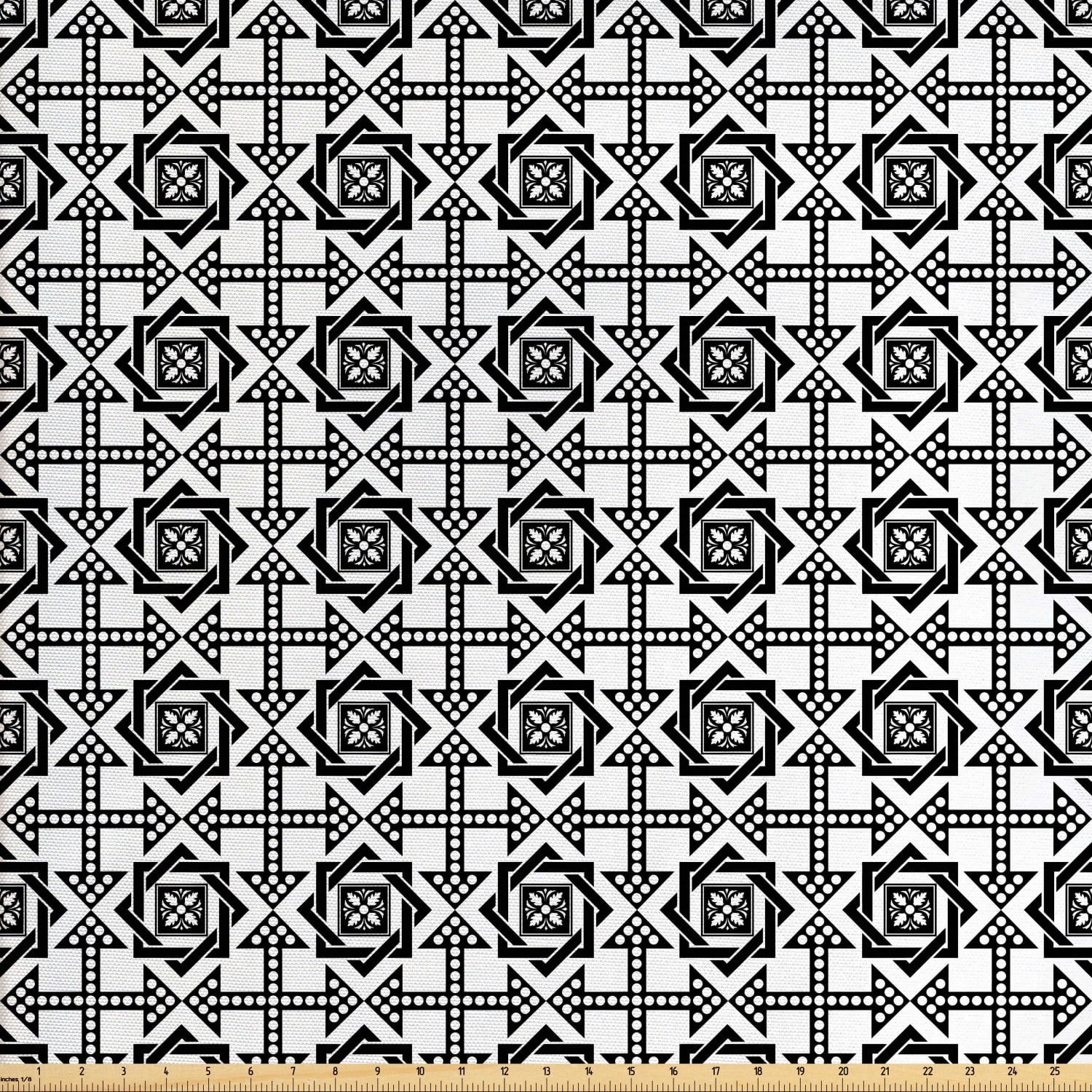 Ambesonne Black and White Fabric by the Yard Upholstery, Celtic Star ...
