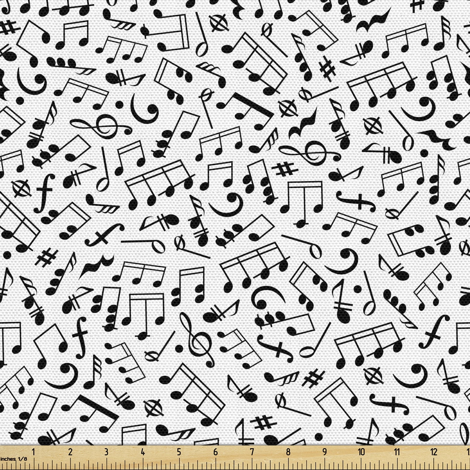 Ambesonne Black and White Fabric by the Yard Upholstery, Notes and ...