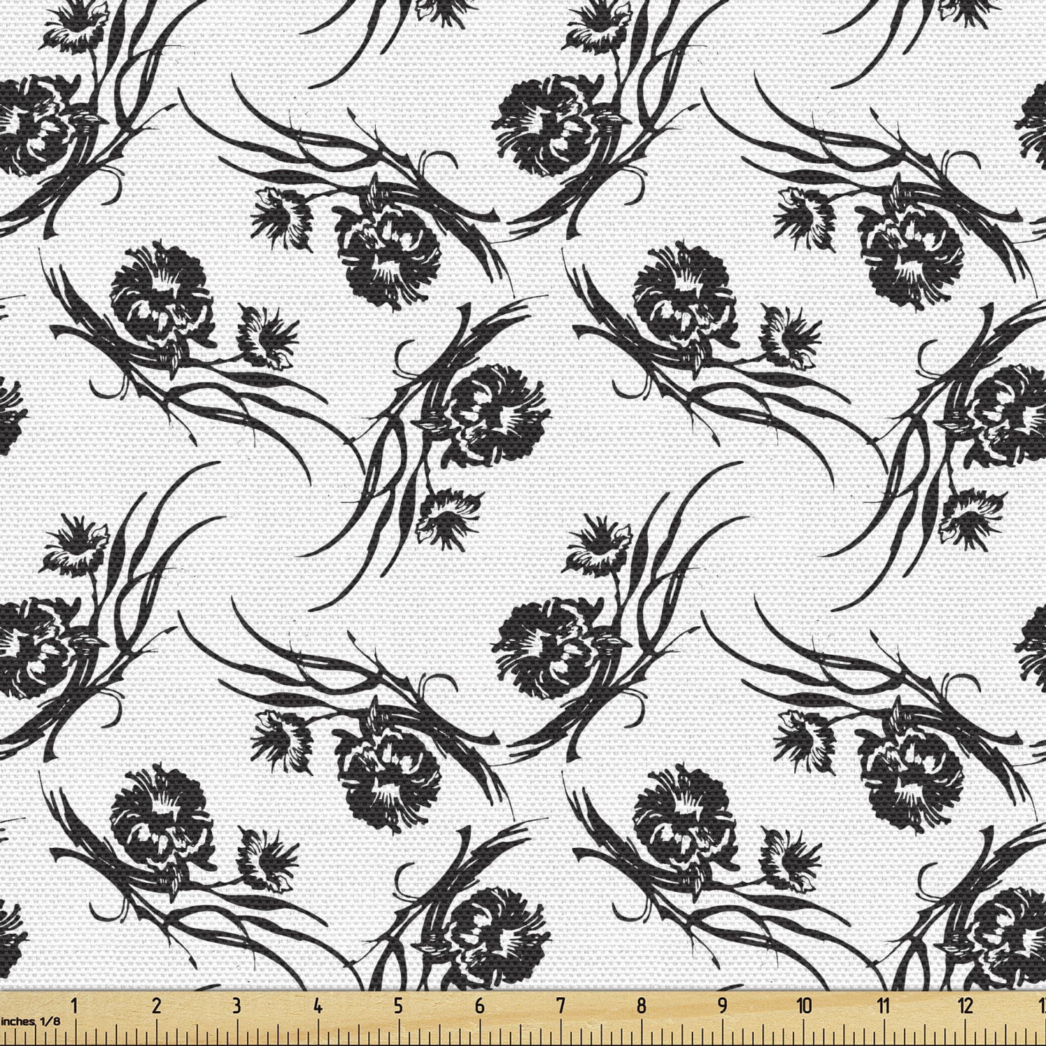 Ambesonne Black and White Fabric by the Yard Upholstery, Romantic ...
