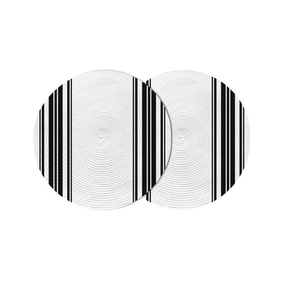 Black White Farmhouses Stripes Round Table Placemats set of 2, Modern ...