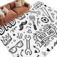 Black White Father's Day Area Rug 5x8 Washable Rug Non Slip Vintage Art ...