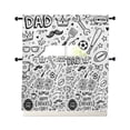 Black White Father's Day Kitchen Curtains Set for Windows 3 Piece Cafe ...