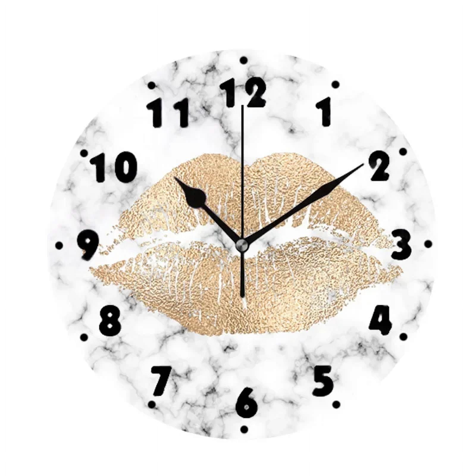 Black White Faux Marble Texture Decorative Wall Clock for Living Room ...