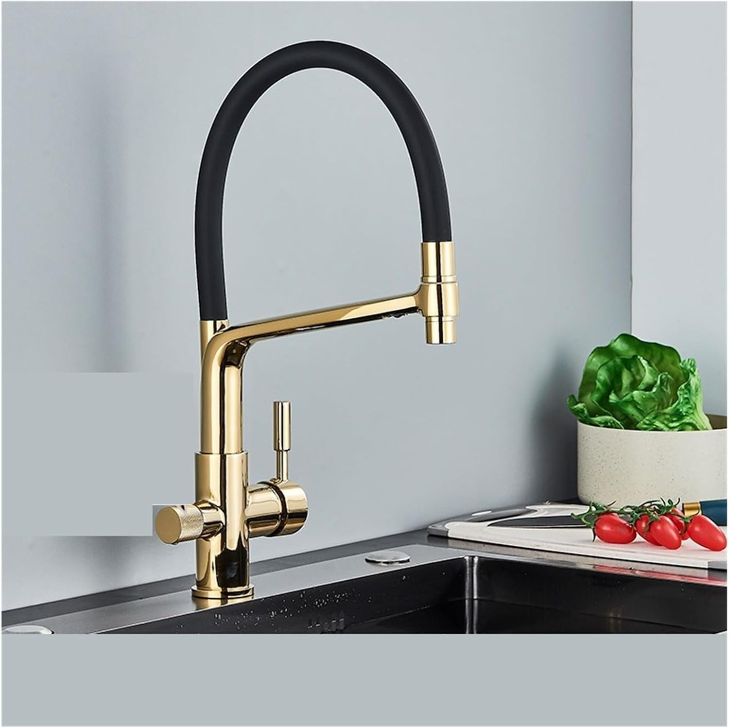 Black White Filtered Kitchen Faucets Pull Out 360 Rotation Mixer Tap ...
