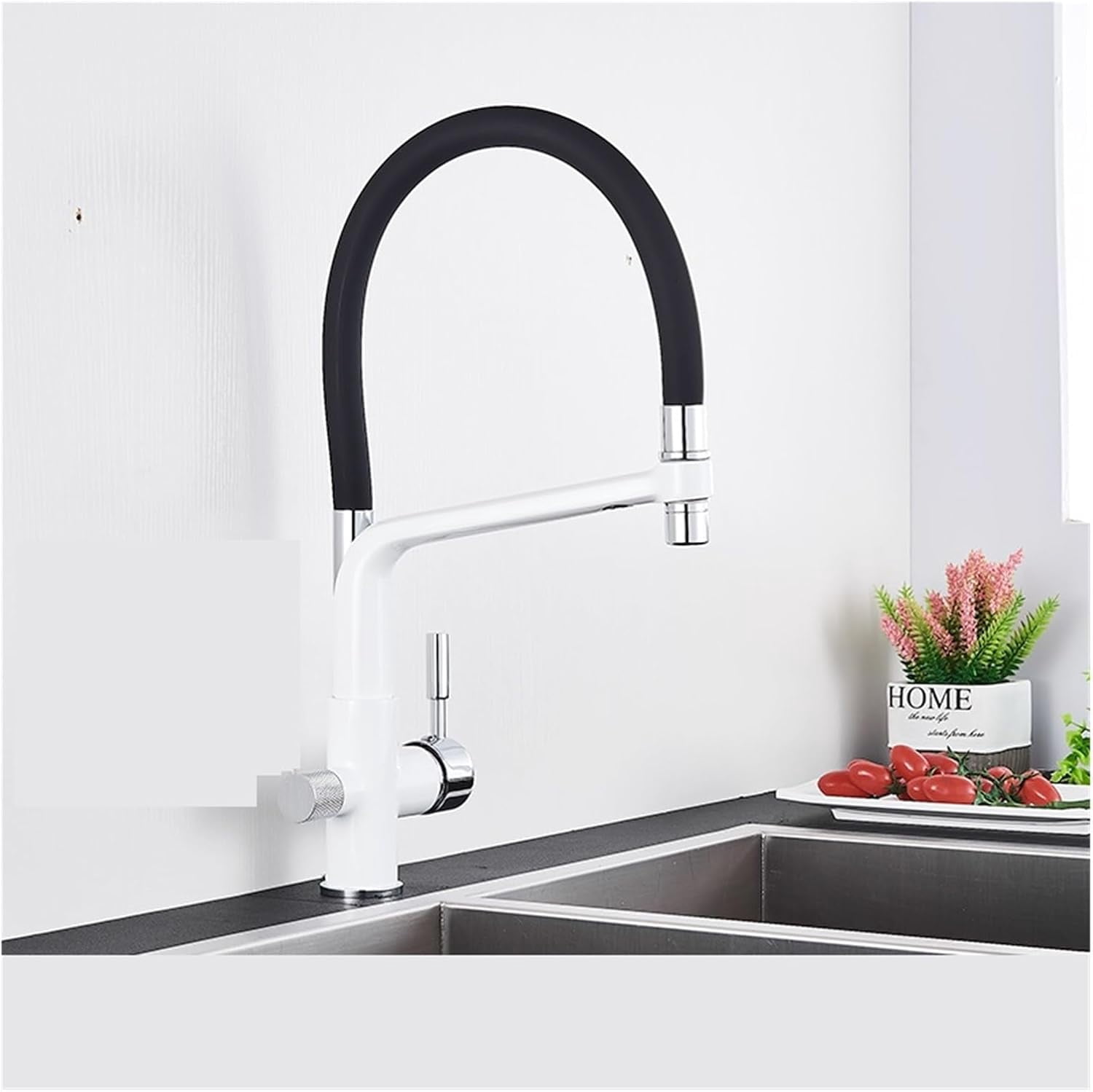 Black White Filtered Kitchen Faucets Pull Out 360 Rotation Mixer Tap ...