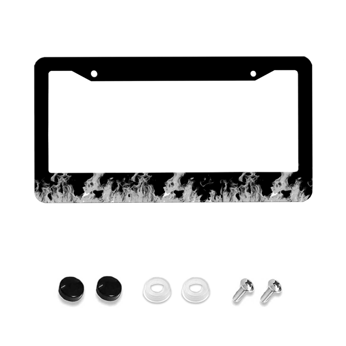 Black and White Flame License Plate Frame Fire License Plate Holder for ...