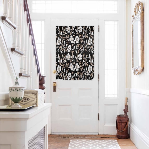 Black White Floral Door Curtains for Door Window, French Sidelight ...