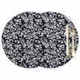 Black White Floral Leaves Leather Placemats Set of 2, 12 Inch, Leaf ...