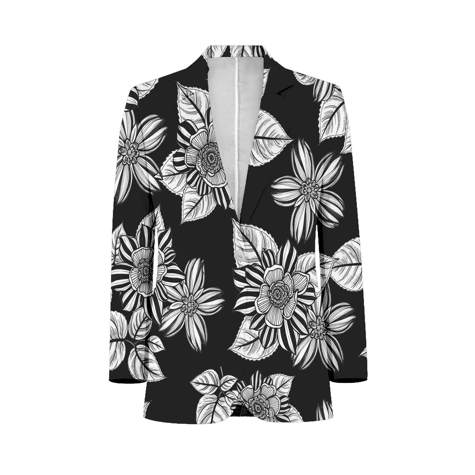 Black White Floral Pattern Men Blazers Slim Clothing Summer Jacket Man ...
