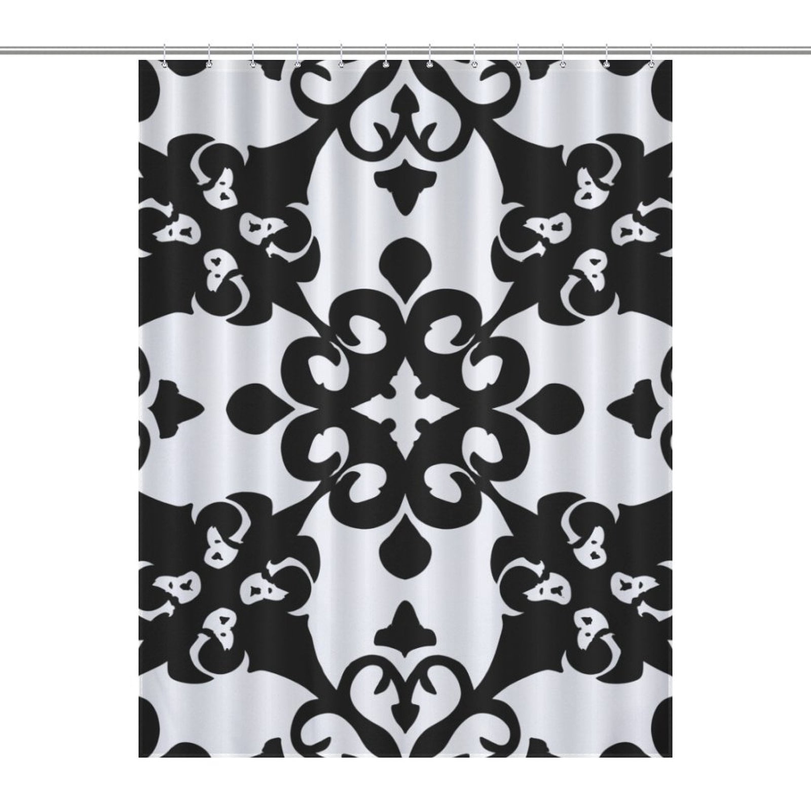 Black White Floral Seamless Pattern Shower Curtain , Enchanted Forest ...