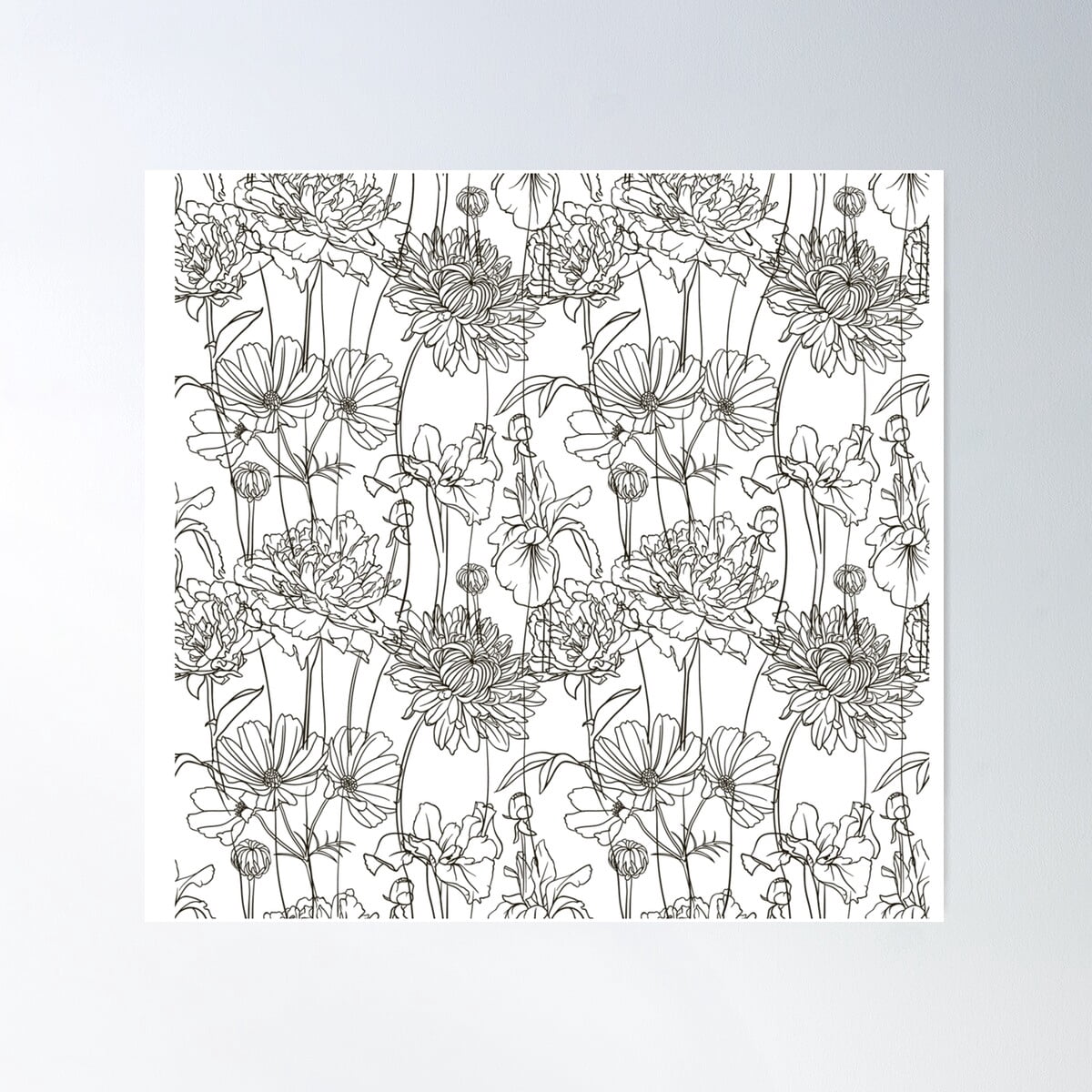 Black White Flowers Poster Wall Art, Modern Wall Decor For Living Room ...