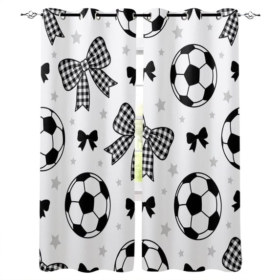 Black White Football Bowknot Blackout Curtains for Bedroom Living Room ...