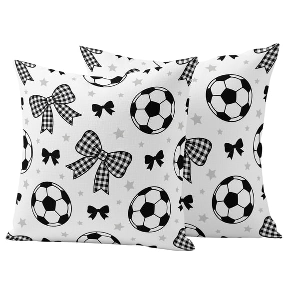 Black White Football Bowknot Outdoor Waterproof Pillow Covers, Modern ...