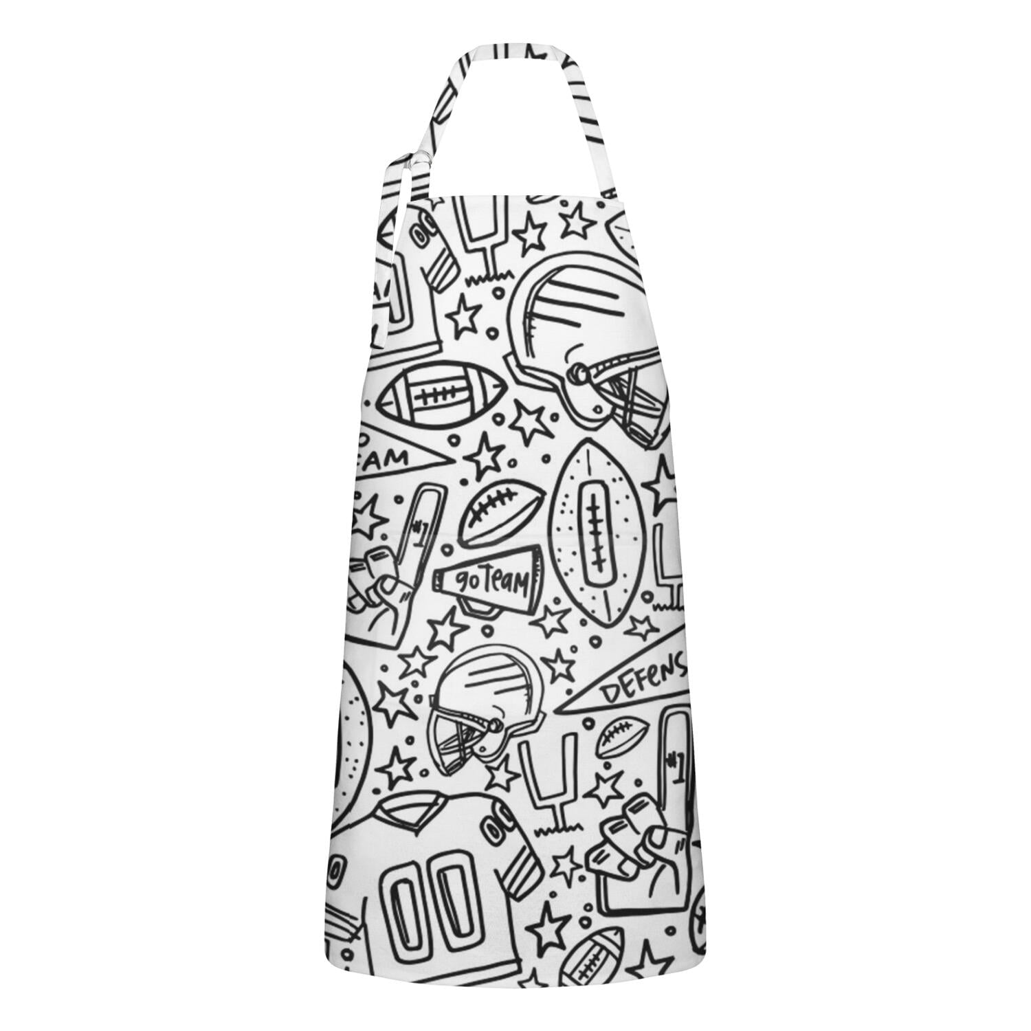 Black White Football Elements Pattern Apron-Garden Aprons for Women ...