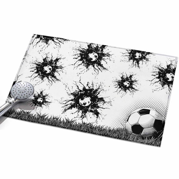 Black White Football Entryway Rug 2x3ft Washable Non Slip Bathroom Rug ...