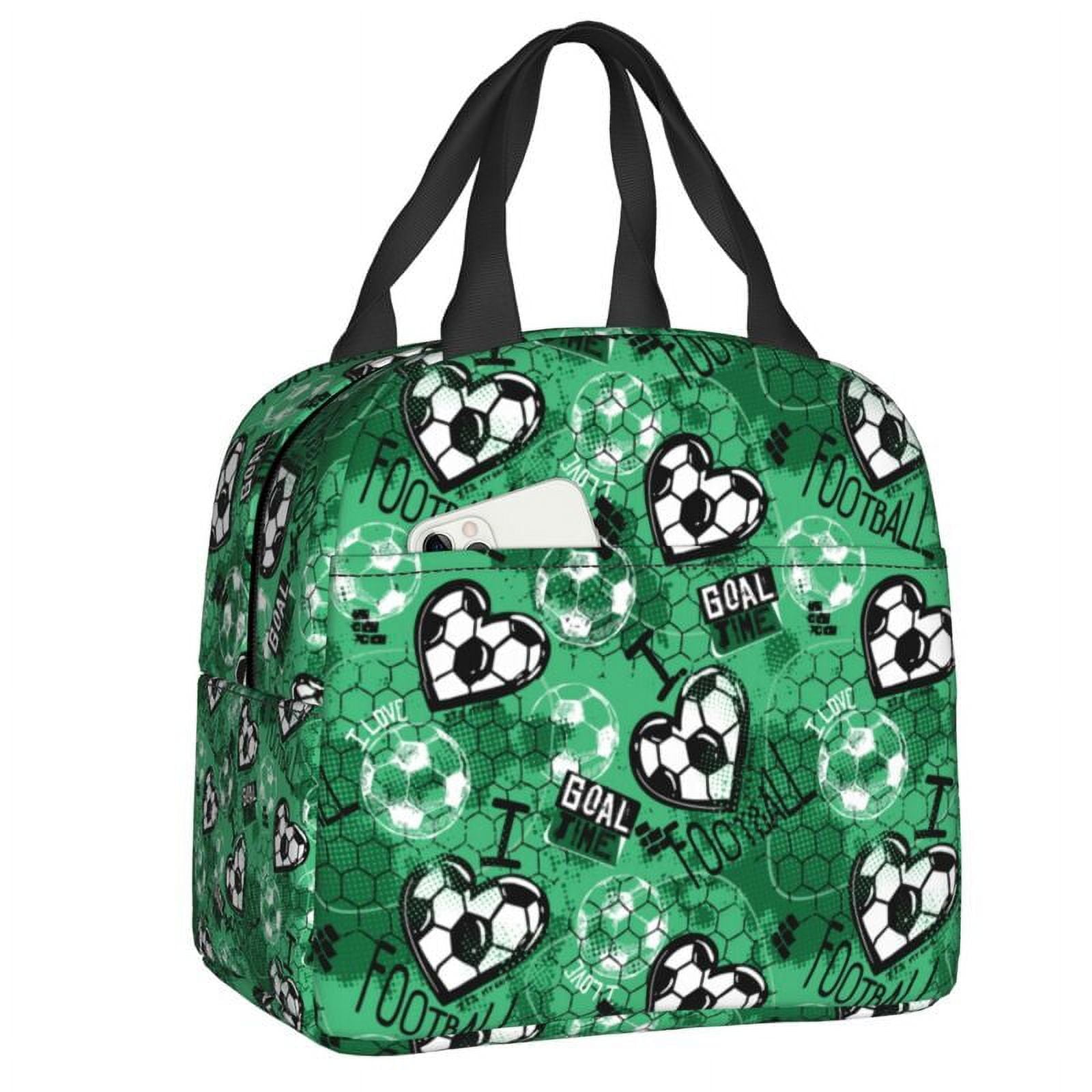 Black White Football Lunch Bag Women Cooler Warm Insulated Lunch Box ...