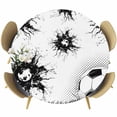 Black White Football Round Tablecloth 45-54 Inch Round Fitted Table ...