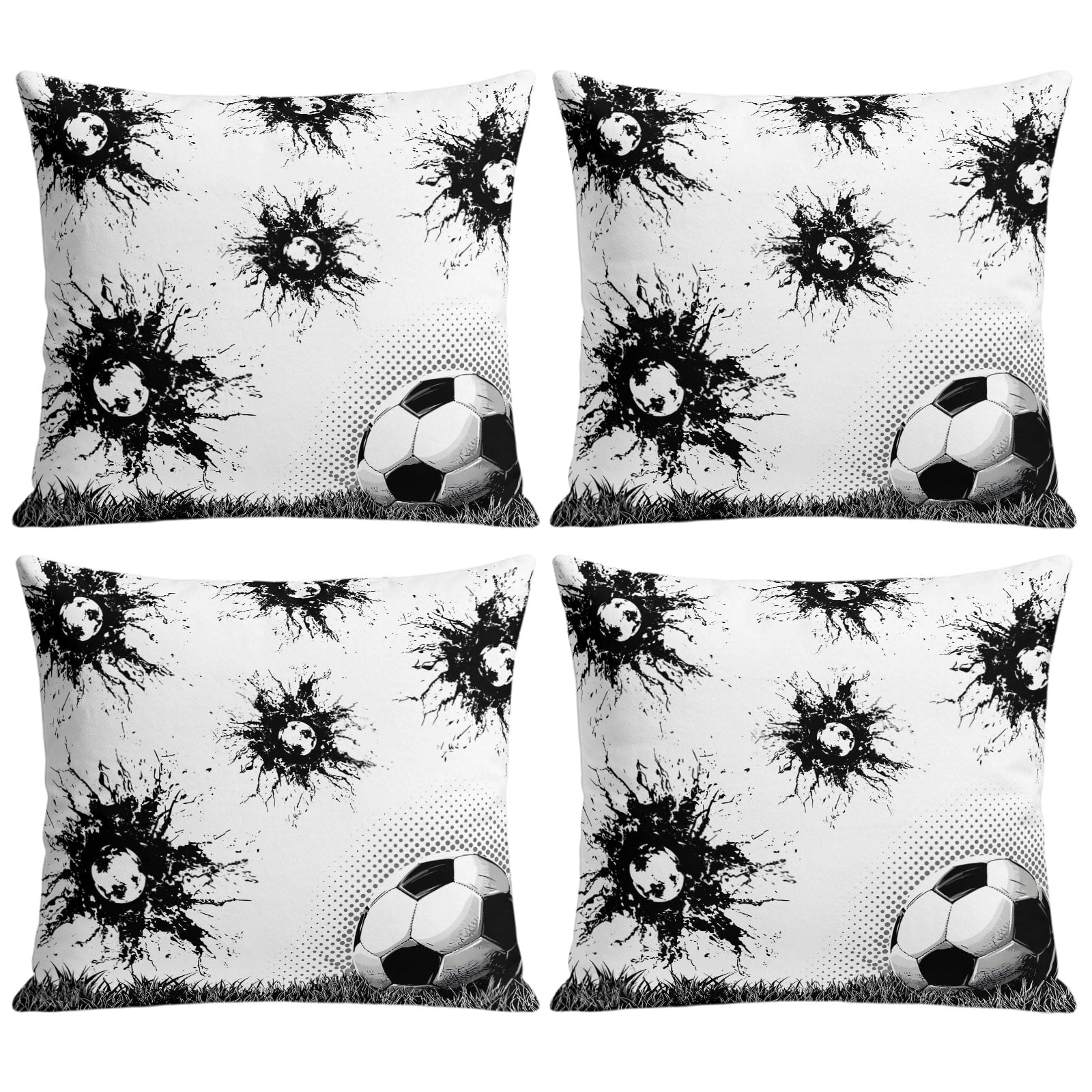 Black White Football Throw Pillow Covers 20 x 20 Inch Pillow Covers Set ...