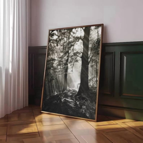 Black And White Forest Wall Art, Misty Woodland Photography Print ...