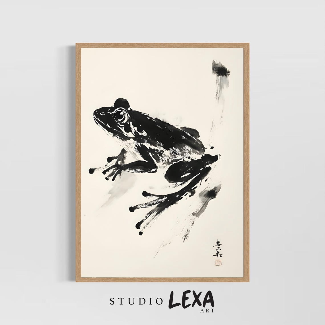 Black White Frog Japanese Brush Zen Wall Art Poster Unframed Paper ...