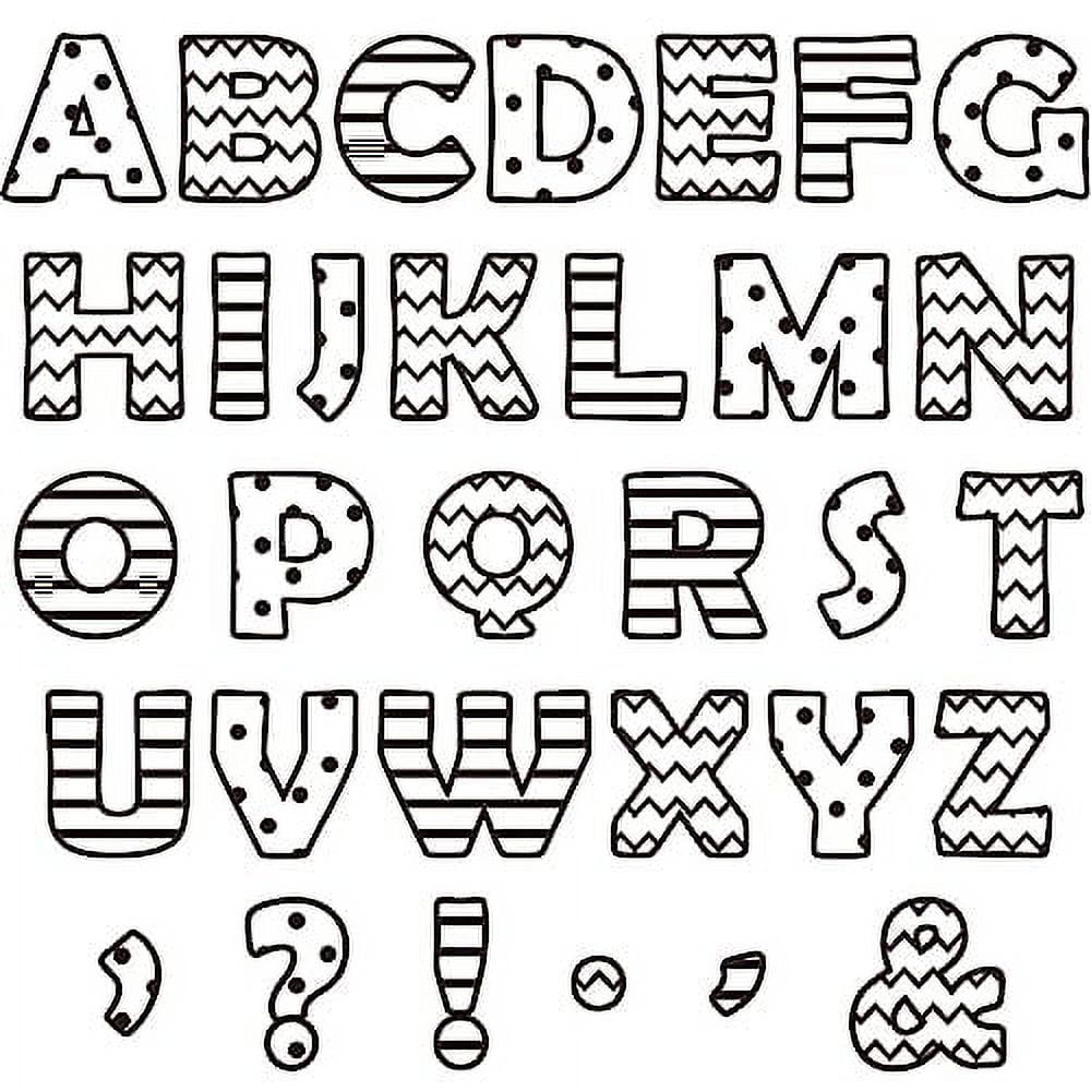 Black and White Fun 7â€™â€™ Font Letters for Classroom Bulletin Board ...