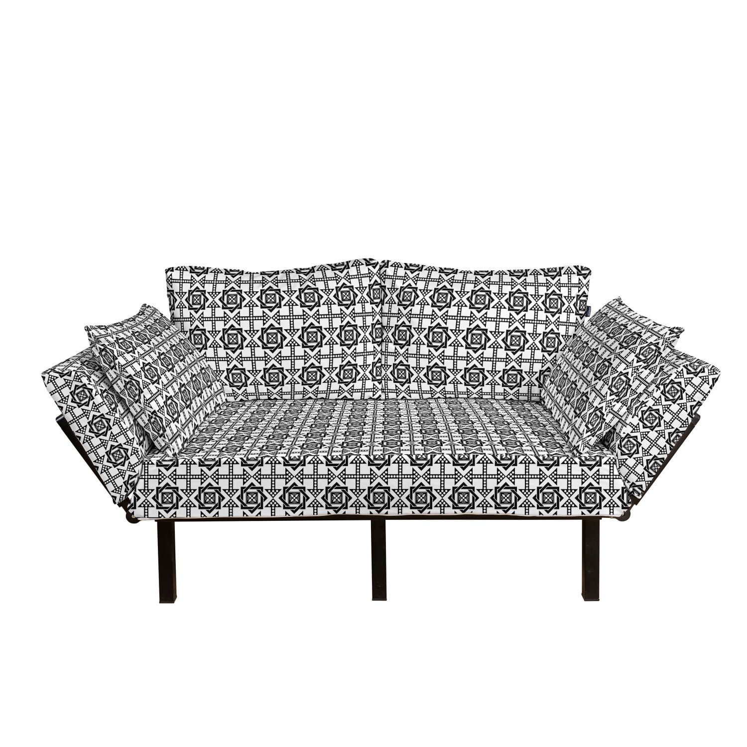 Black and White Futon Couch, Celtic Star Pattern with Arrows with Polka ...