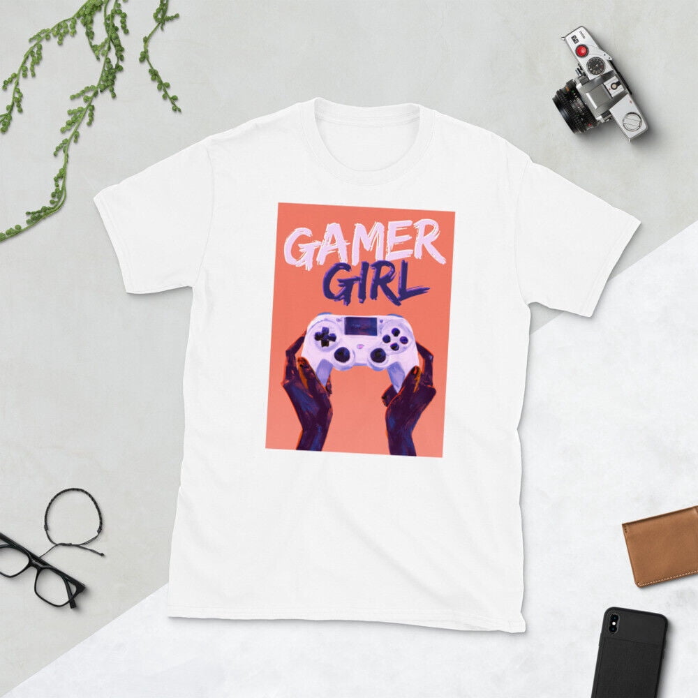 Black White GAMER GIRL T-Shirt Colored Video Gaming African American ...