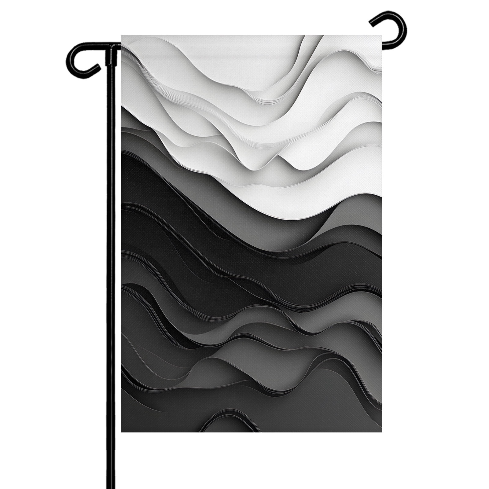 Black White Garden Flag 12x18 Inch Gradient Ocean Wave Abstract ...