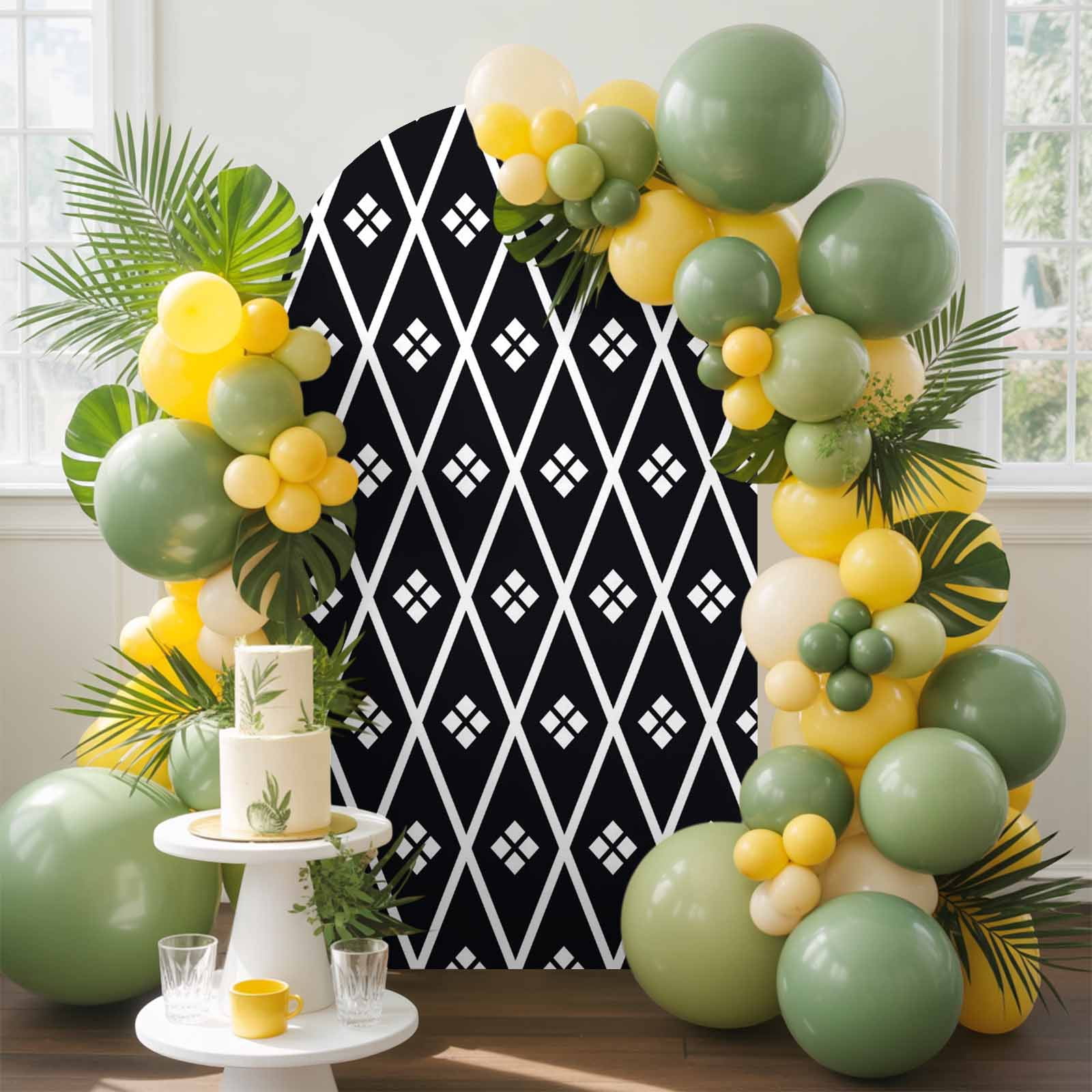 Black and White Geometric Arch Backdrop Cover, 6FT, Minimalist Argyle ...