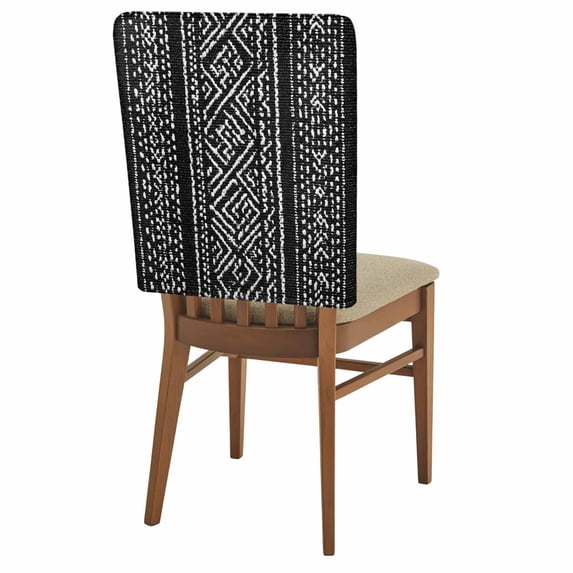 Black and White Geometric Chair Back Covers Set of 4, Boho Ethnic ...