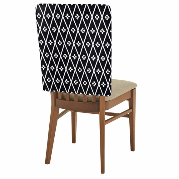 Black and White Geometric Chair Back Covers Set of 4 Minimalist Argyle ...