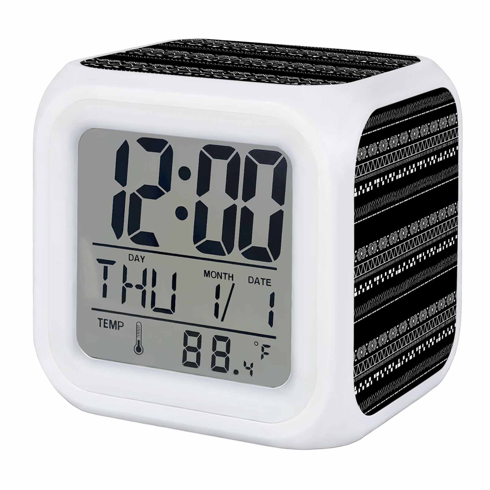 Black and White Geometric Digital Alarm Clock for Bedrooms,Smart LED ...