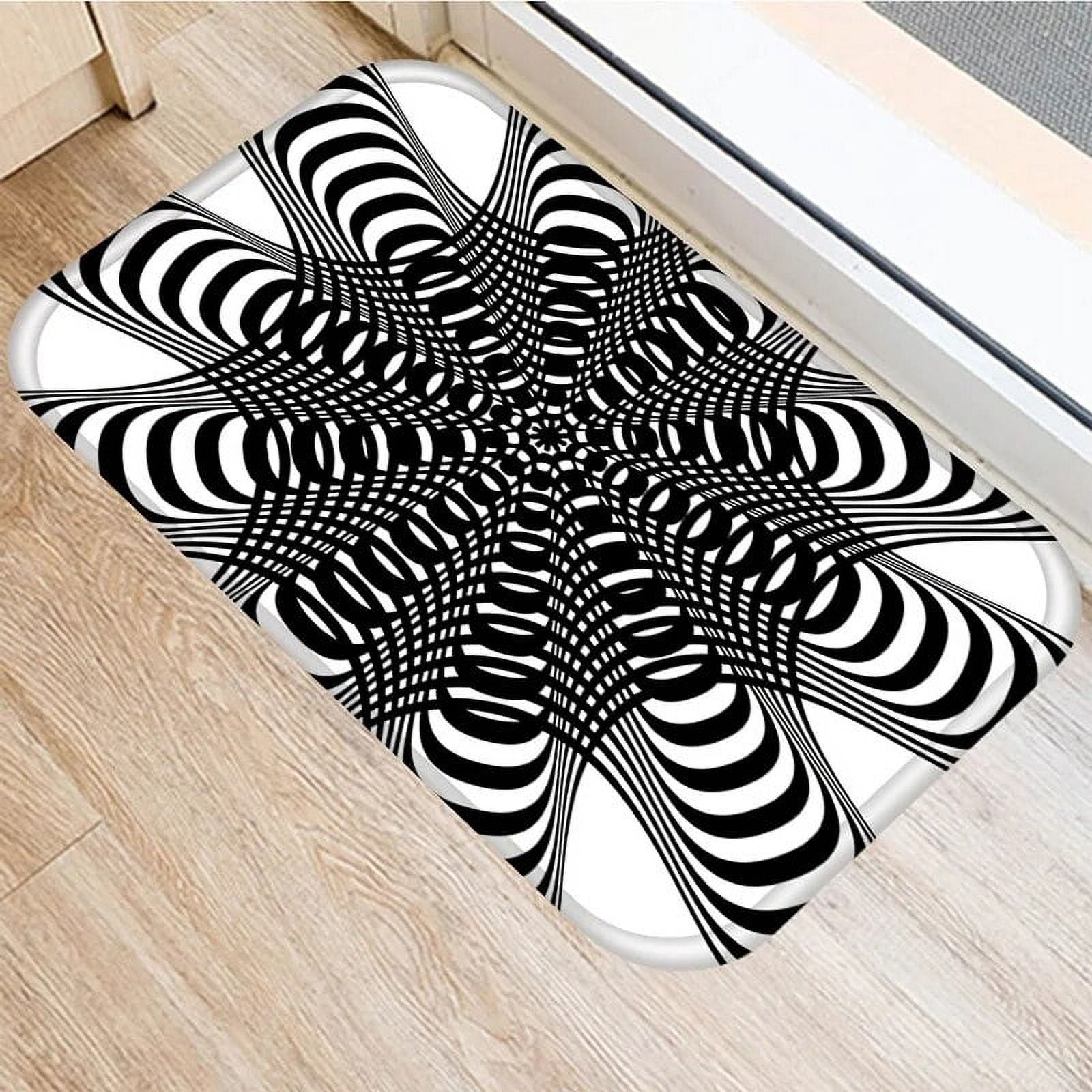 Black White Geometric Doormat Anti-Slip Carpet Door Mat Doormat Outdoor ...